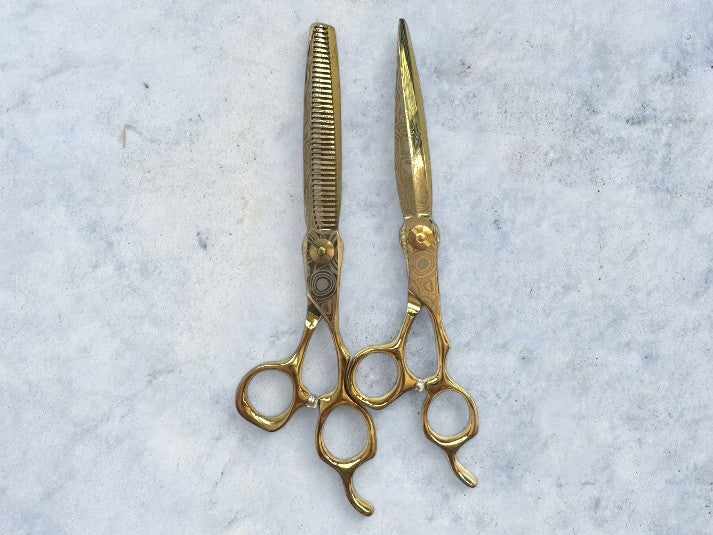 Kin Series 7" Japanese Steel Damascus Look Barber Scissors – The ...