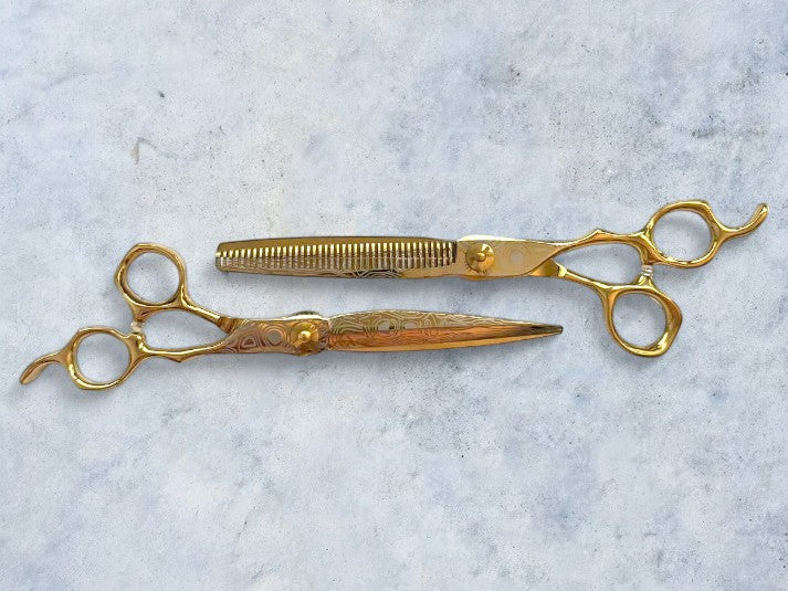 Kin Series 7" Japanese Steel Damascus Look Barber Scissors – The ...