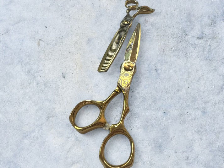Kin Series 7" Japanese Steel Damascus Look Barber Scissors – The ...